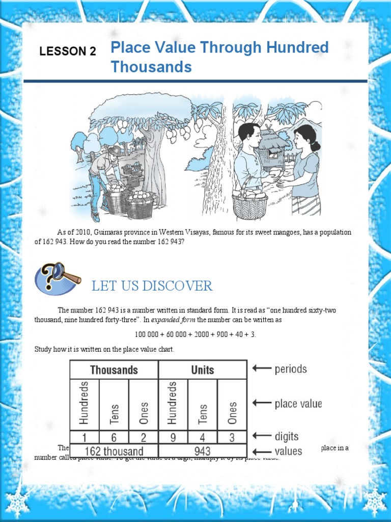 Place Value Through Hundred Thousands: Let Us Discover | PDF ...