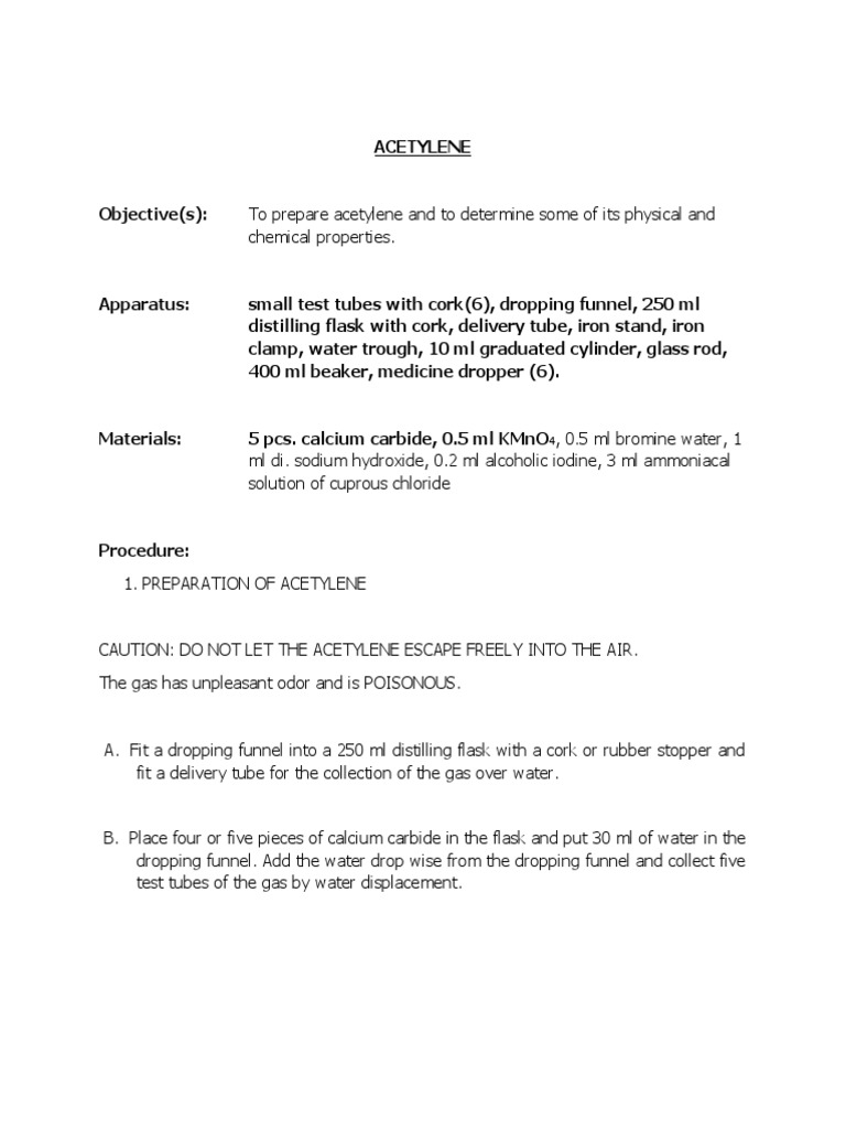 Acetylene | PDF | Chemistry | Chemical Substances