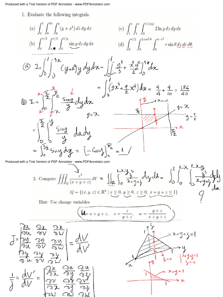 Triple Integral Exercises | PDF