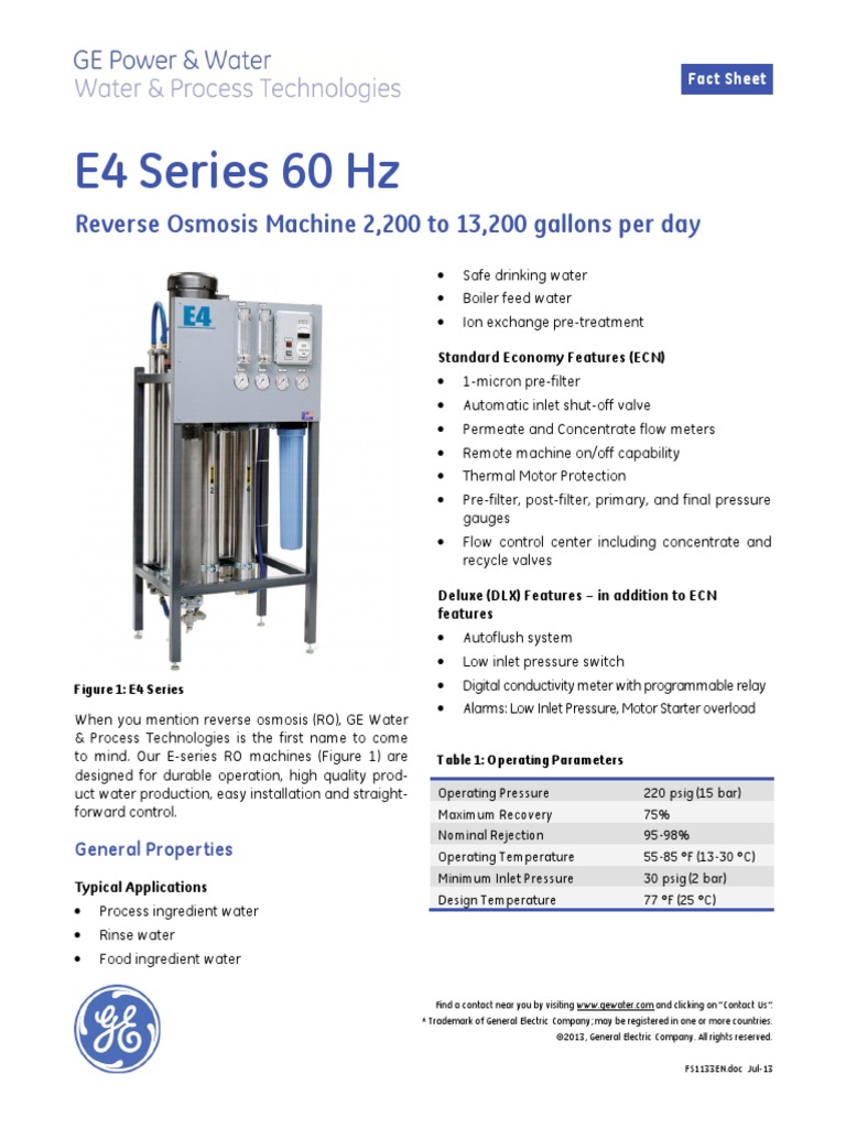 E4 Series 60 HZ: Reverse Osmosis Machine 2,200 To 13,200 Gallons Per ...