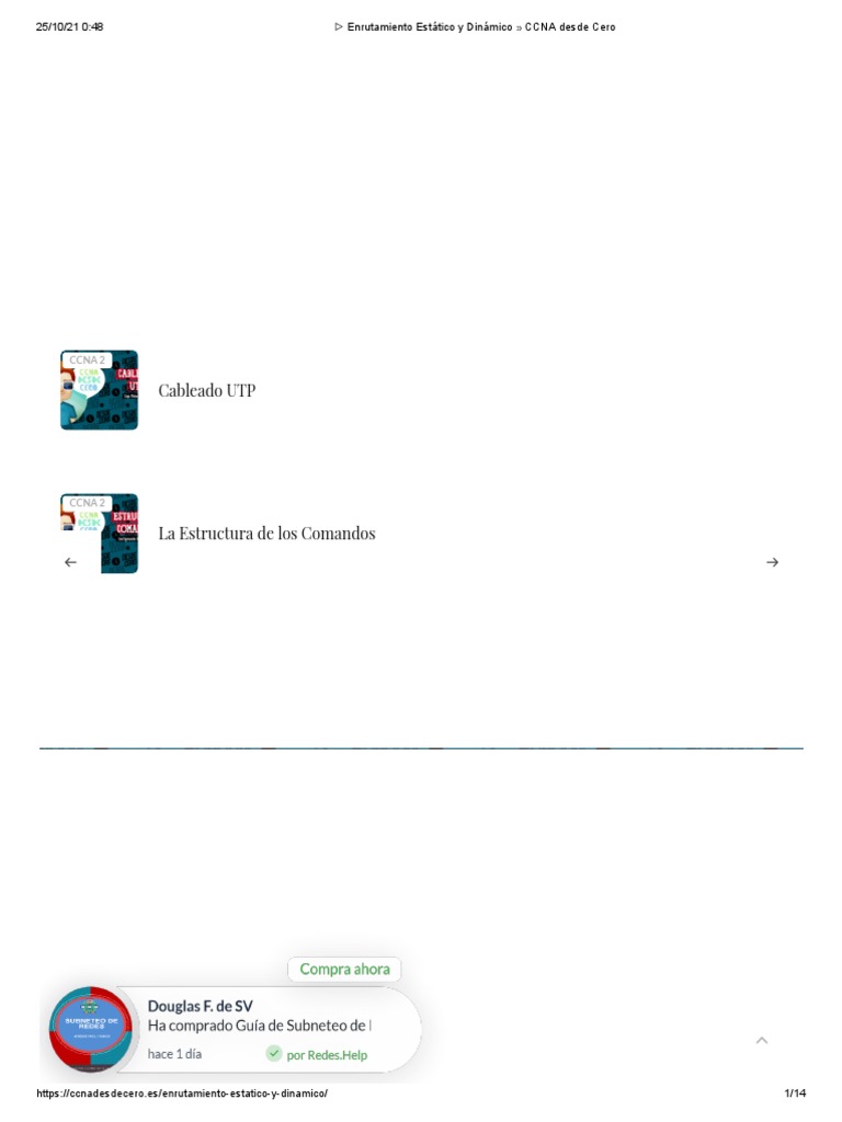 Enrutamiento Estático y Dinámico CCNA Desde Cero | PDF | Enrutador (Computación) | Yo Pv6