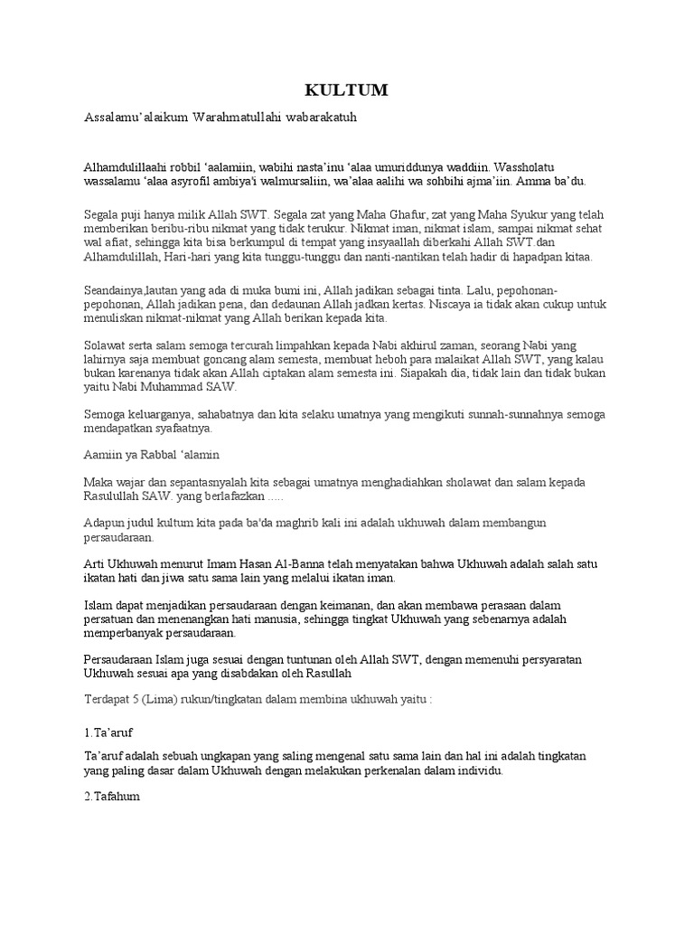 Kultum | PDF | Kajian Bahasa Asing | Pengembangan Diri