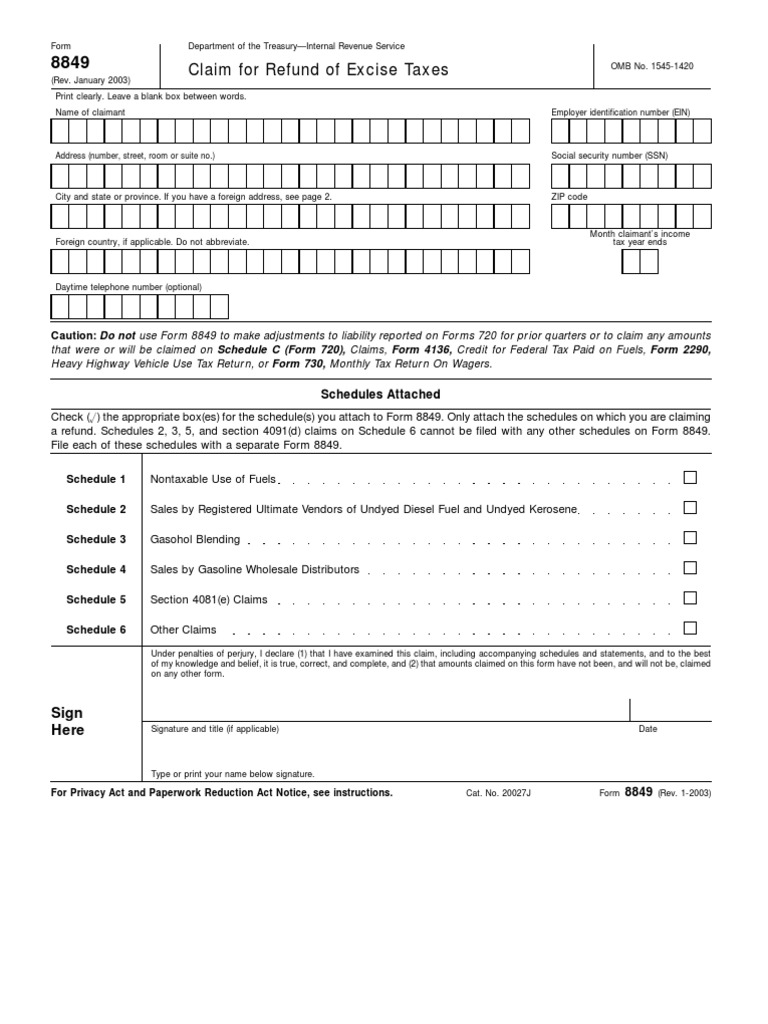 US Internal Revenue Service: f8849 - 2003 | PDF | Tax Return (United ...