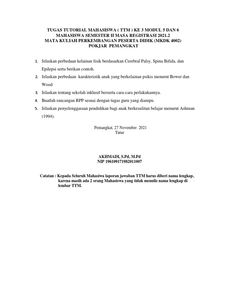 TTM 3 Perkembangan Peserta Didik (MKDK 4002) | PDF