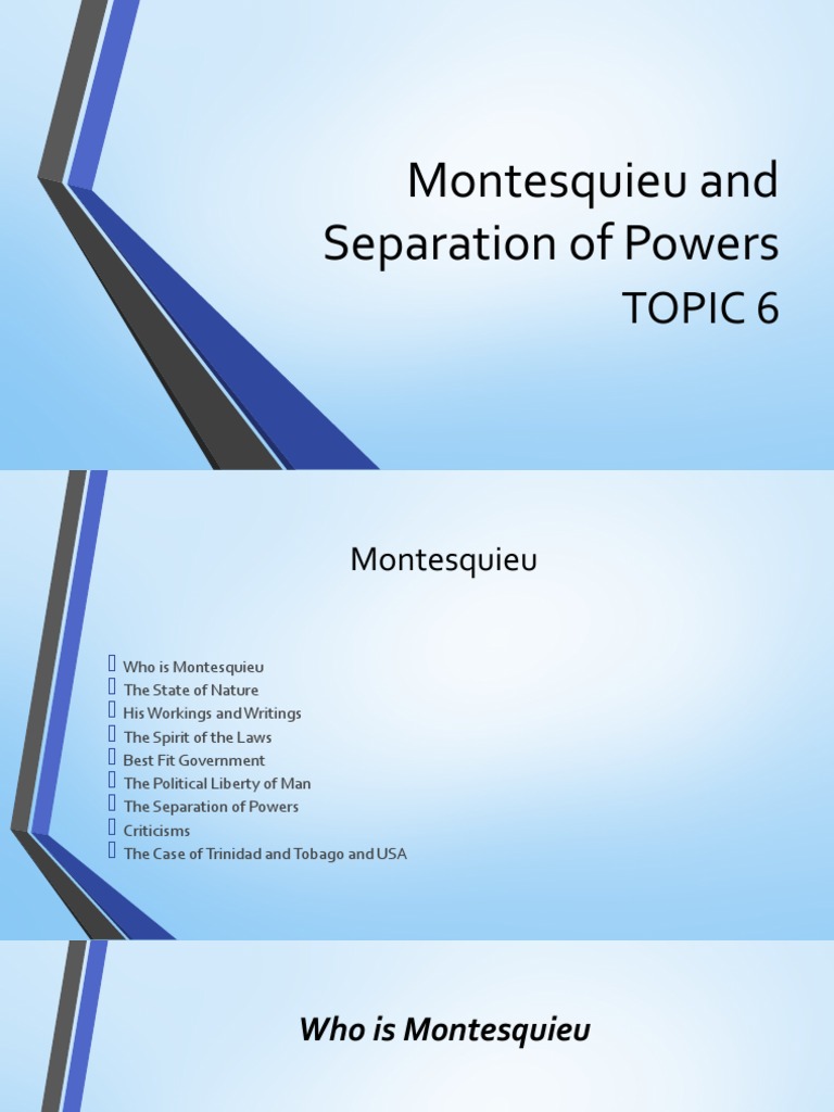 Govt 1001 Topic 6 Montesquieu and Separation of Powers | PDF ...