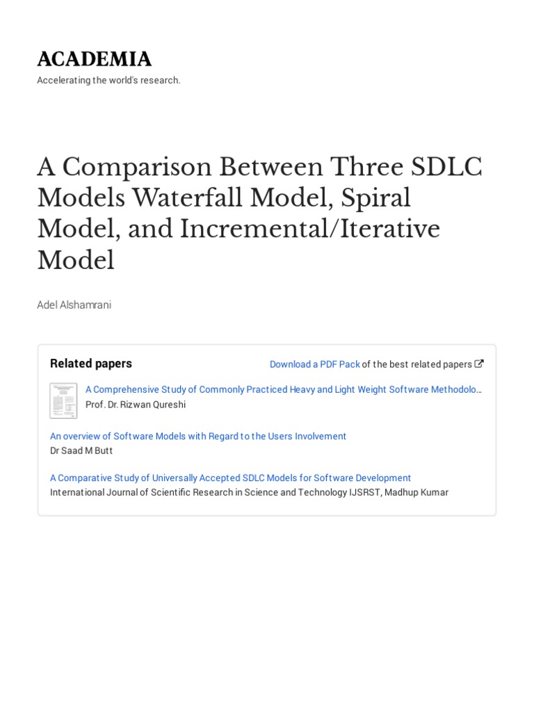 A Comparison Between Three SDLC Models Waterfall Model, Spiral Model ...