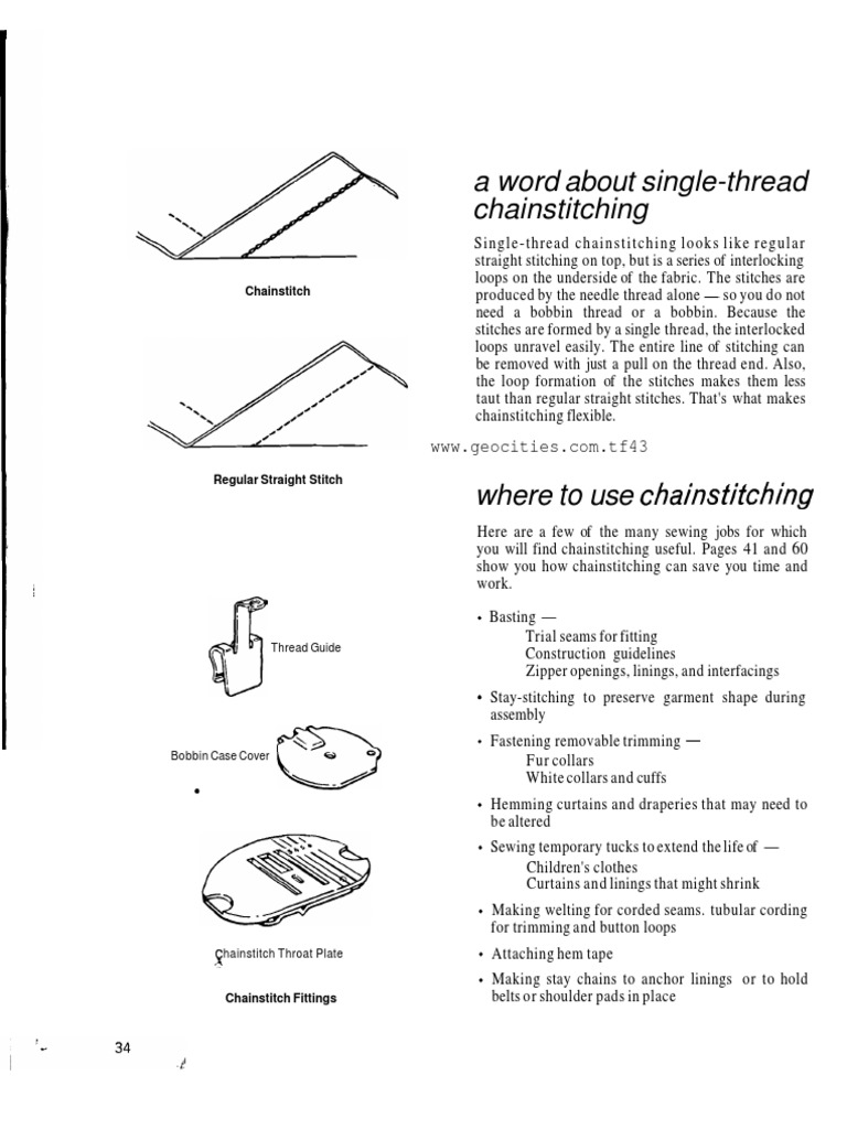 Chainstitching Guide for Sewers | PDF | Sewing Machine | Seam (Sewing)