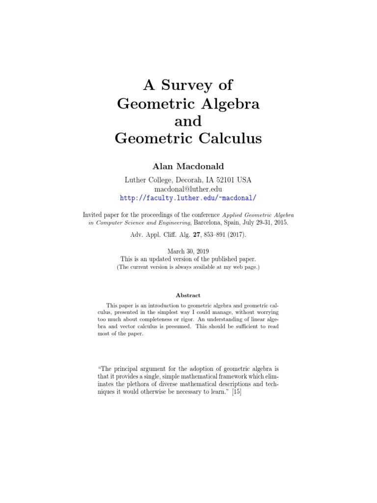 Introduction to Geometric Algebra | PDF | Spin (Physics) | Basis ...