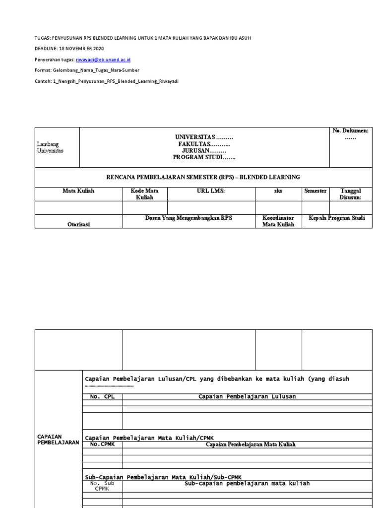 Template RPS Blended Learning | PDF