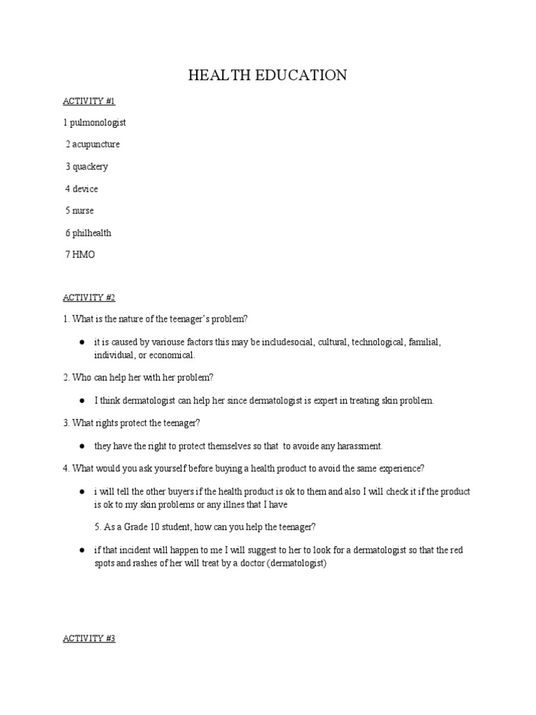 Health Education Final Answers | PDF | Dietary Fiber | Diet & Nutrition