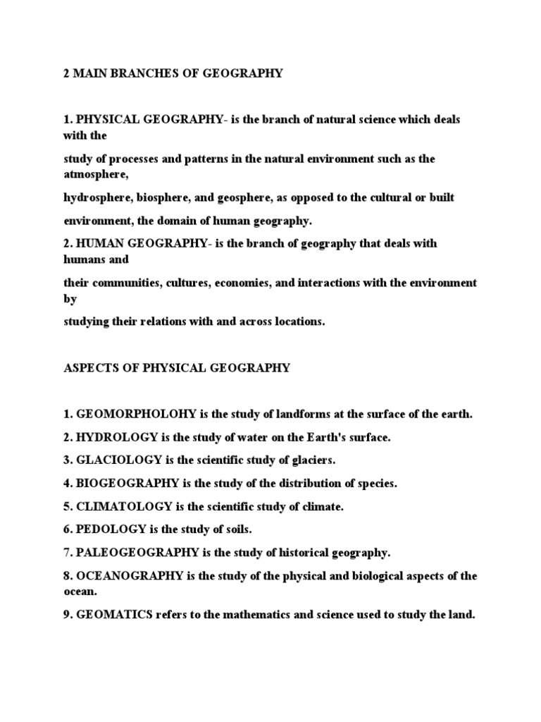 2 Main Branches of Geography | PDF