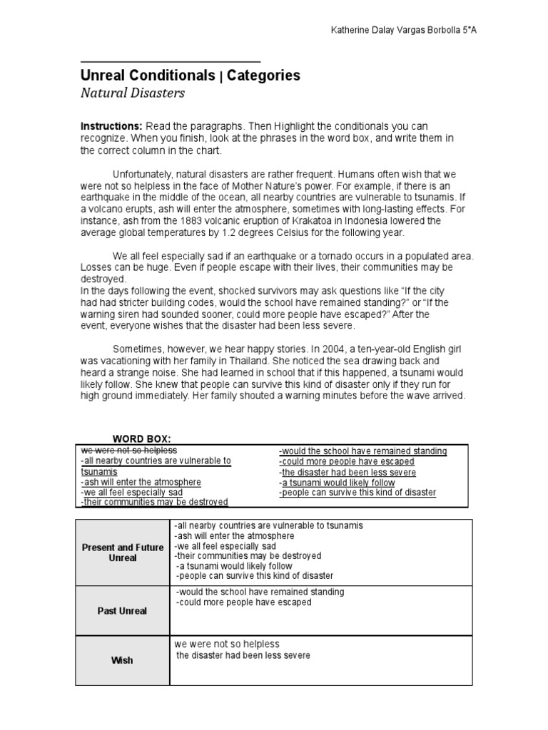 Natural Disasters-Unreal - Conditionals | PDF | Tsunami | Natural Disasters