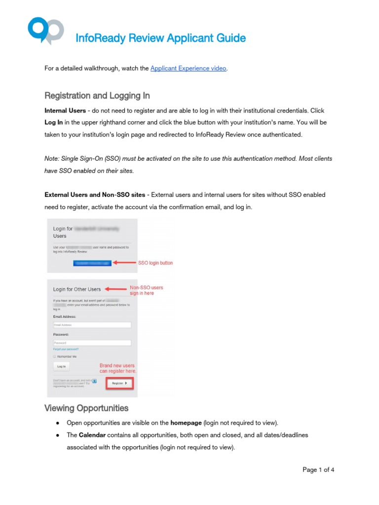 InfoReady Review Applicant Guide | PDF | Login | Software