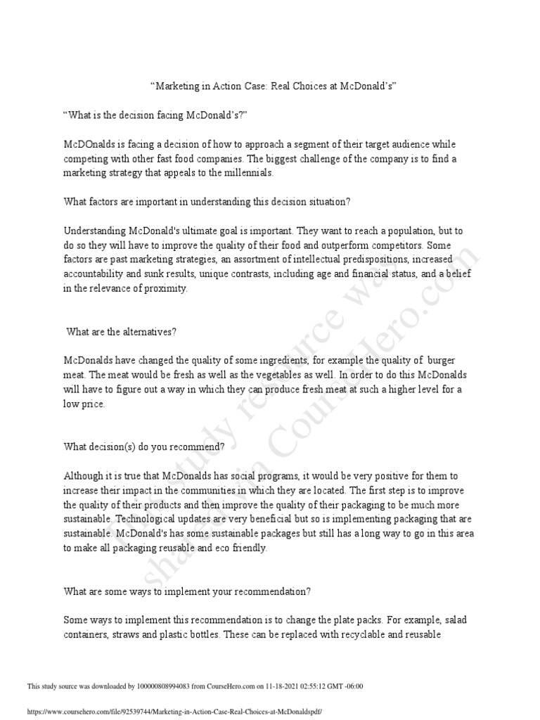 McDonald's Millennial Marketing Strategy | PDF | Marketing | Target ...