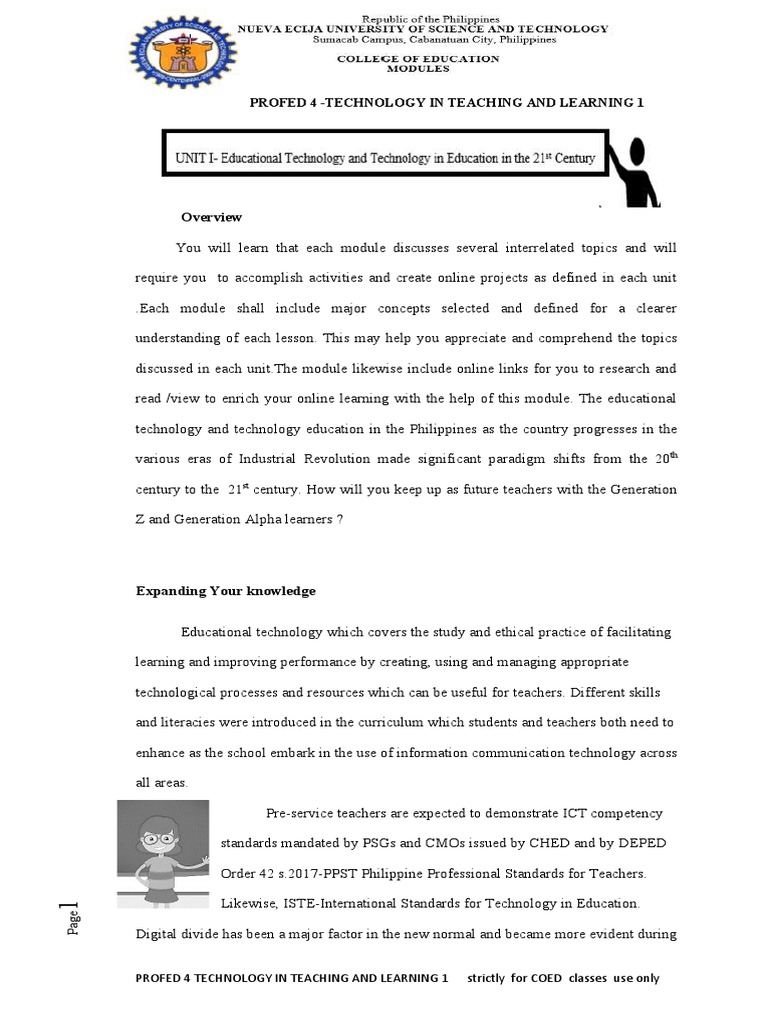 Profed 4 - Technology in Teaching and Learning 1 | PDF | Educational Technology | Learning