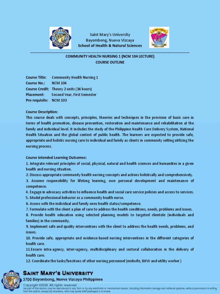 Course Outline | PDF | Nursing | Health Care