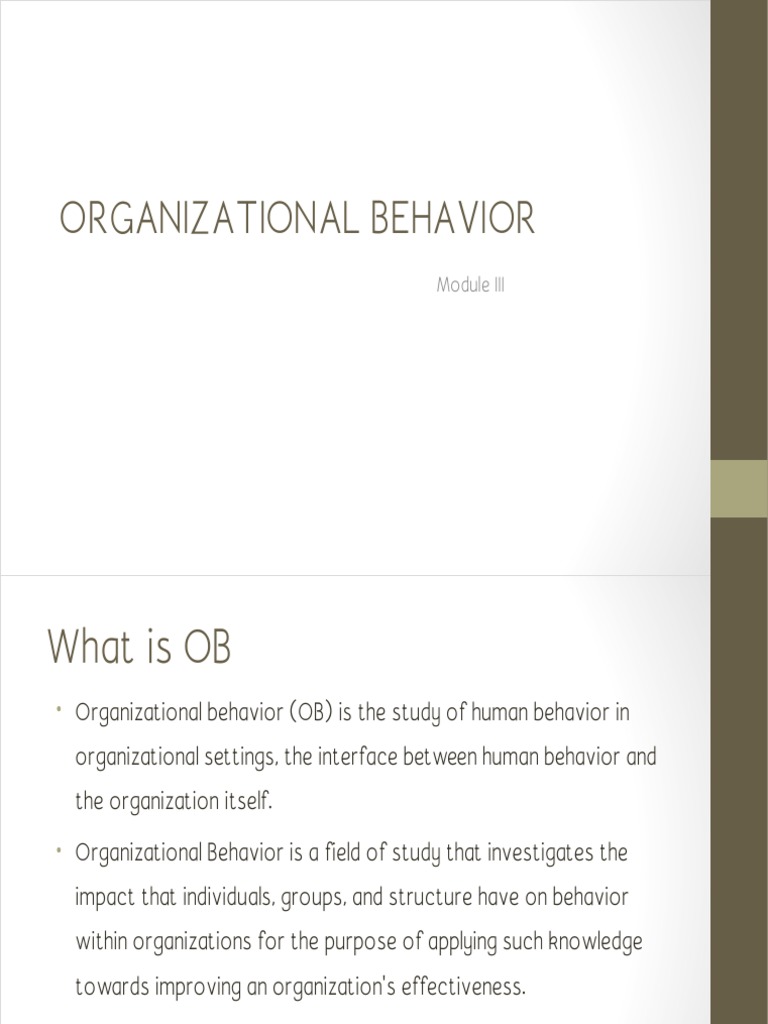 Module 3 ORGANIZATIONAL BEHAVIOR | PDF | Motivational | Motivation