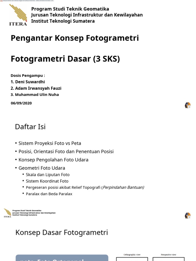 Dasar Fotogrametri untuk Geomatika | PDF