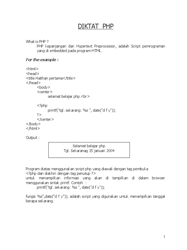 Panduan Dasar Pemrograman PHP | PDF
