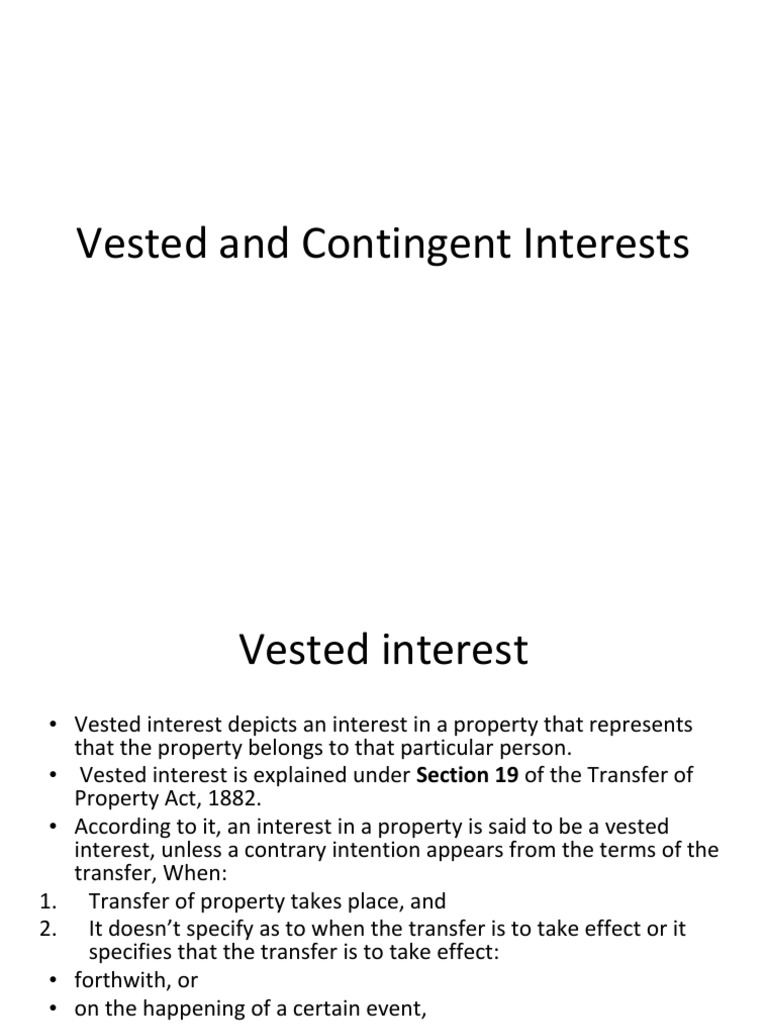Vested and Contingent Interests | PDF | Property | Justice