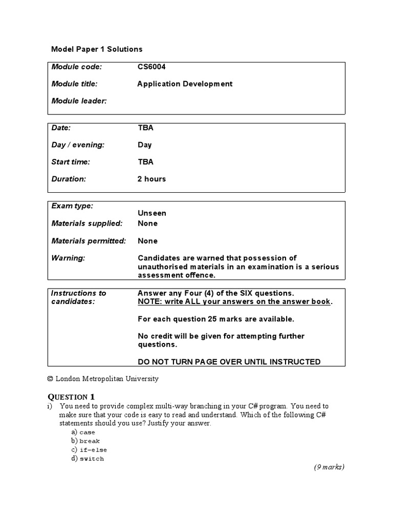 AD Model Paper 1 Answers-ESOFT | PDF | Dynamic Web Page | Information Technology Management