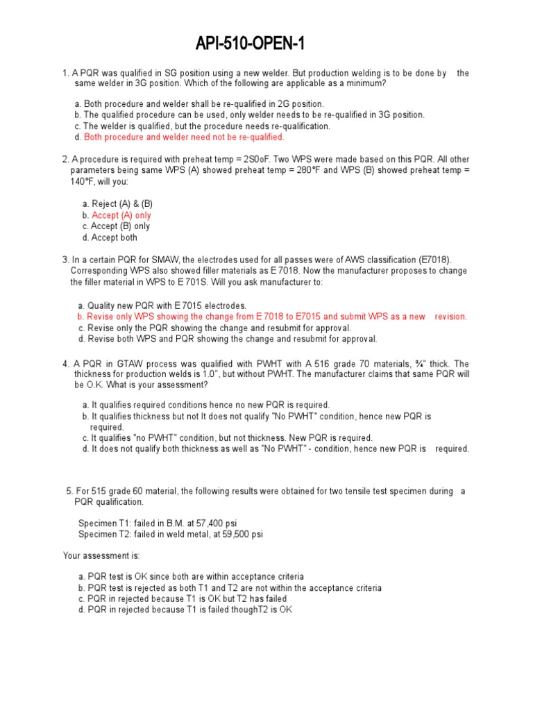Api 510 Open 1 | PDF | Construction | Welding