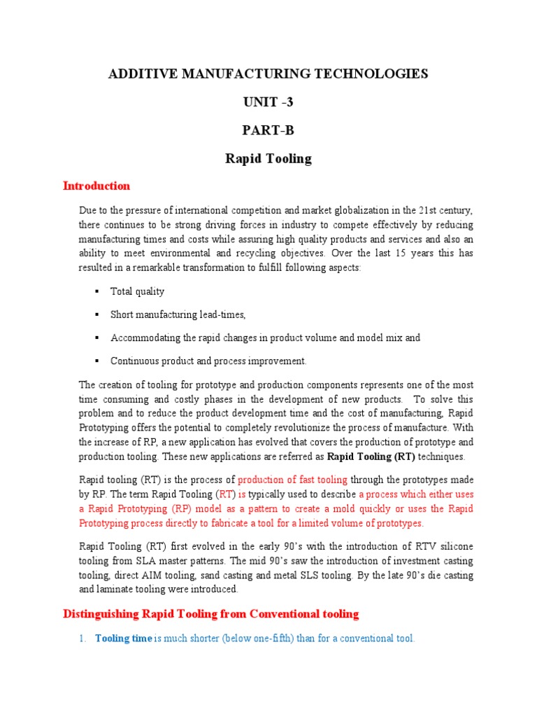 AMT - Unit 3 - Part B | PDF | Casting | Casting (Metalworking)