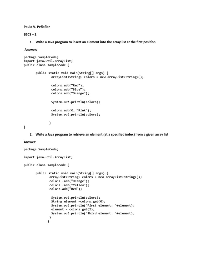 Paulo V. Peñaflor Bscs - 2 1. Write A Java Program To Insert An Element ...