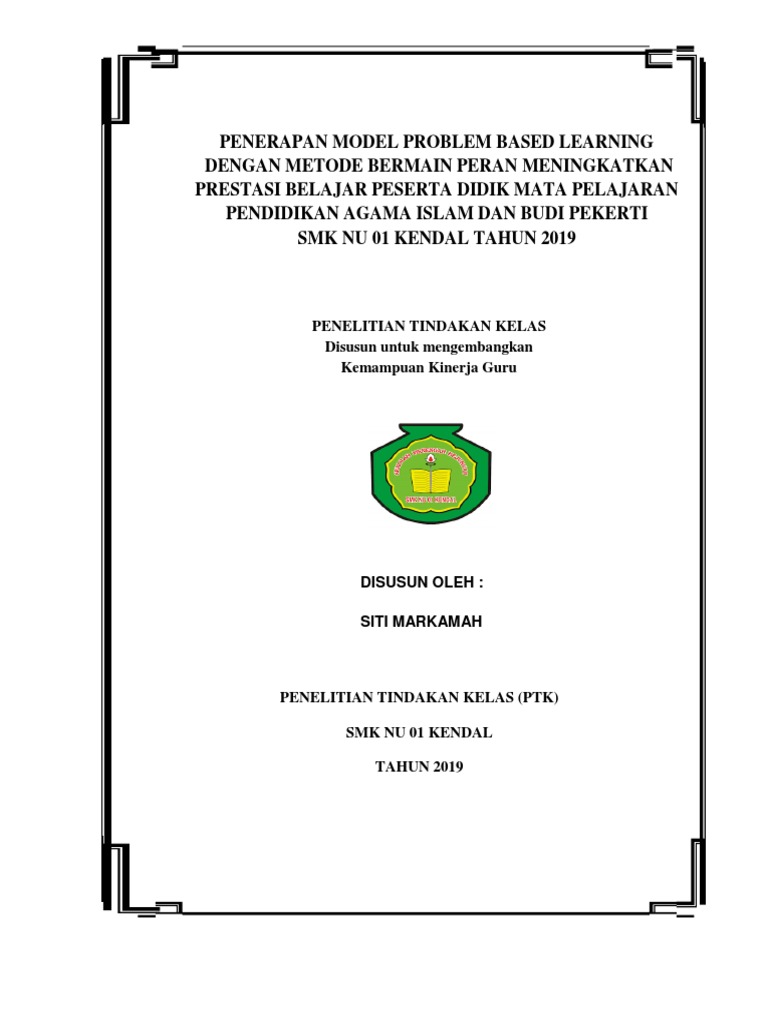 Ptk. Penerapan Model Problem Based Learning Dengan Metode Bermain Peran ...