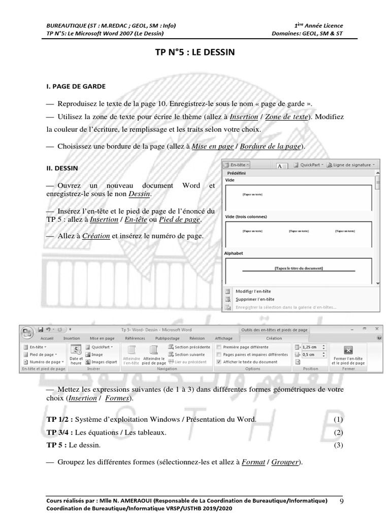 TP 5 - Word - Dessin | PDF | Microsoft Word | Logiciel