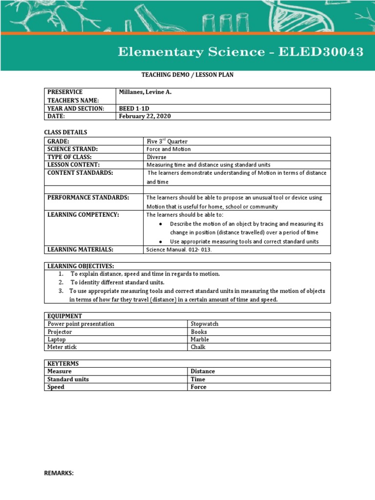 Science Demo LP - Final | Download Free PDF | Speed | Distance