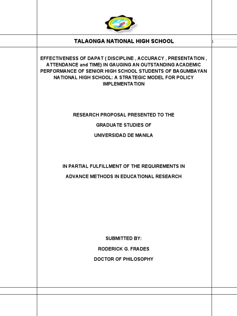 Talaonga National High School Research Template.. | PDF | Educational ...