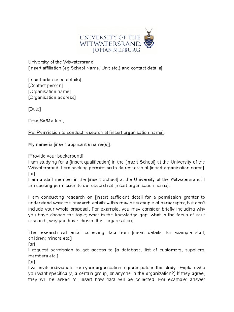 Example of Letter Requesting Permission | PDF | Focus Group | Privacy