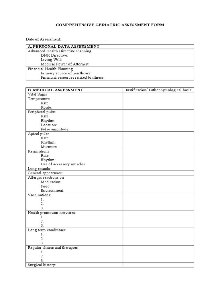 Comprehensive Geriatric Assessment | PDF | Caregiver | Anatomical Terms ...