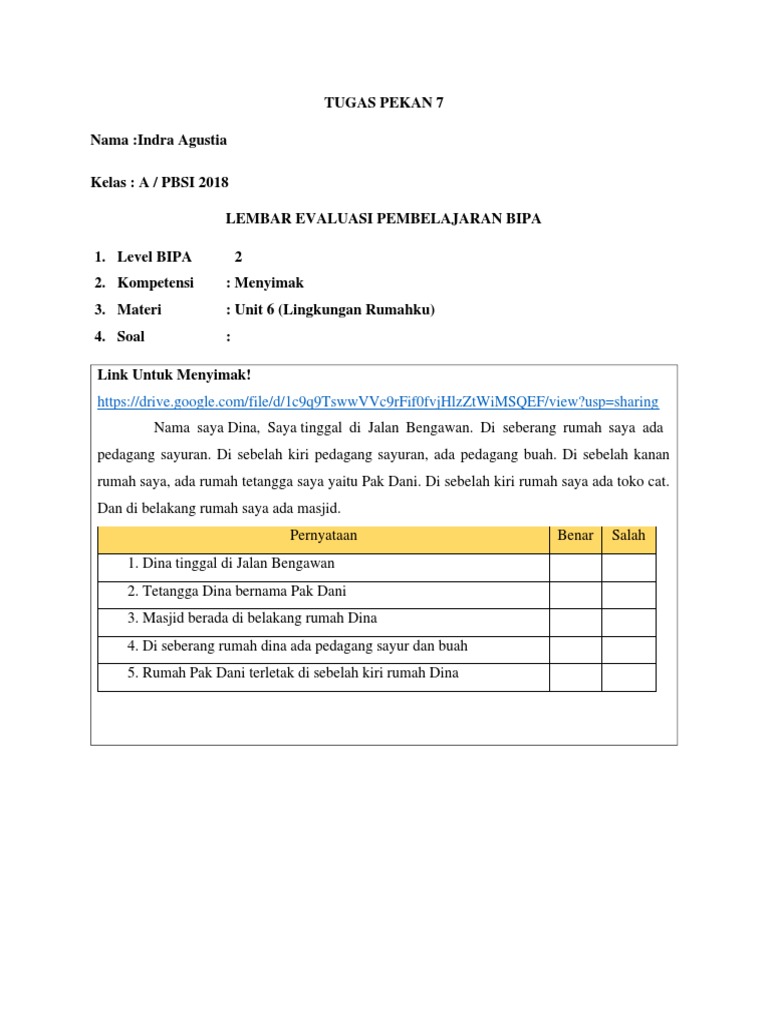 Indra Agustia - Uts Bipa - A | PDF