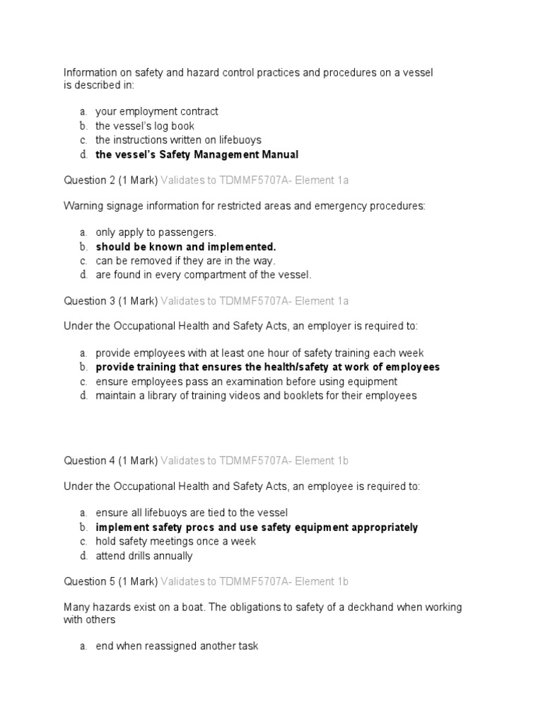 Information On Safety and Hazard Control Practices and Procedures On A ...