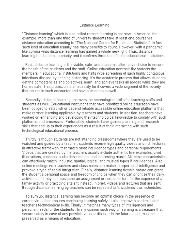 Benefits of Distance Learning Today | PDF | Distance Education ...