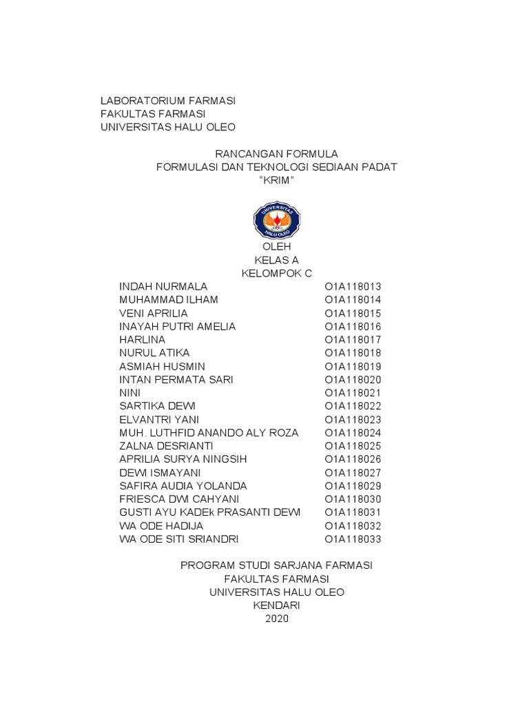 Rancangan Formula Krim Kel. C | PDF