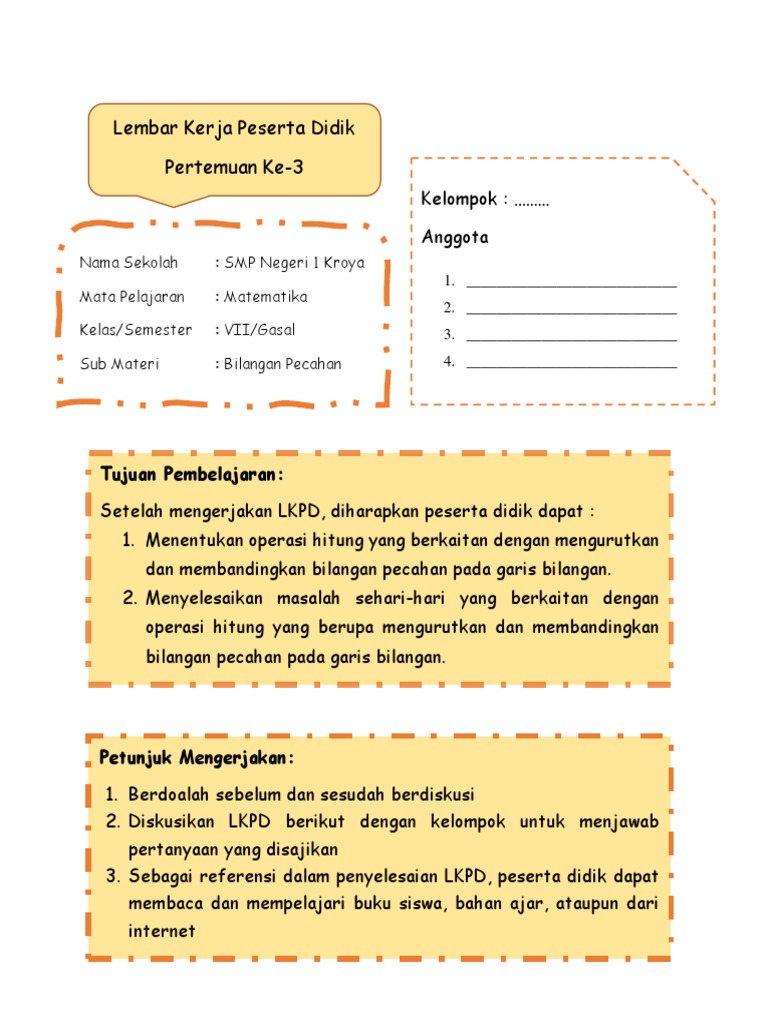 LKPD Kelas 7 KD 3.1 Dan 4.1 Pertemuan Ke-3 | PDF