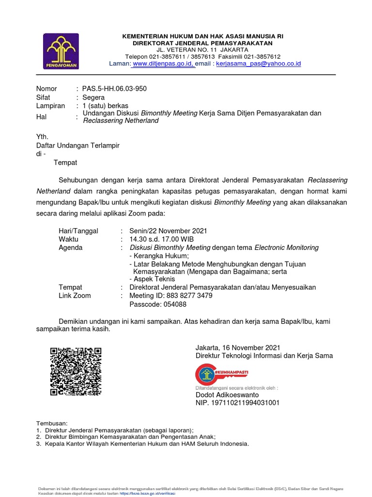 Undangan Diskusi Bimonthly Meeting Kerja | PDF