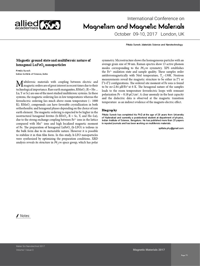 Magnetic Ground State and Multiferroic Nature of Hexagonal Lufeo3 ...