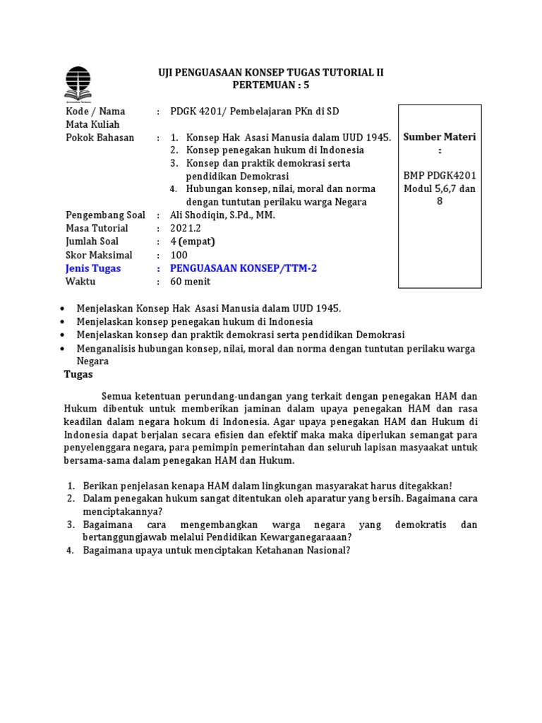Ujian PKn SD: Hak, Hukum, Demokrasi | PDF