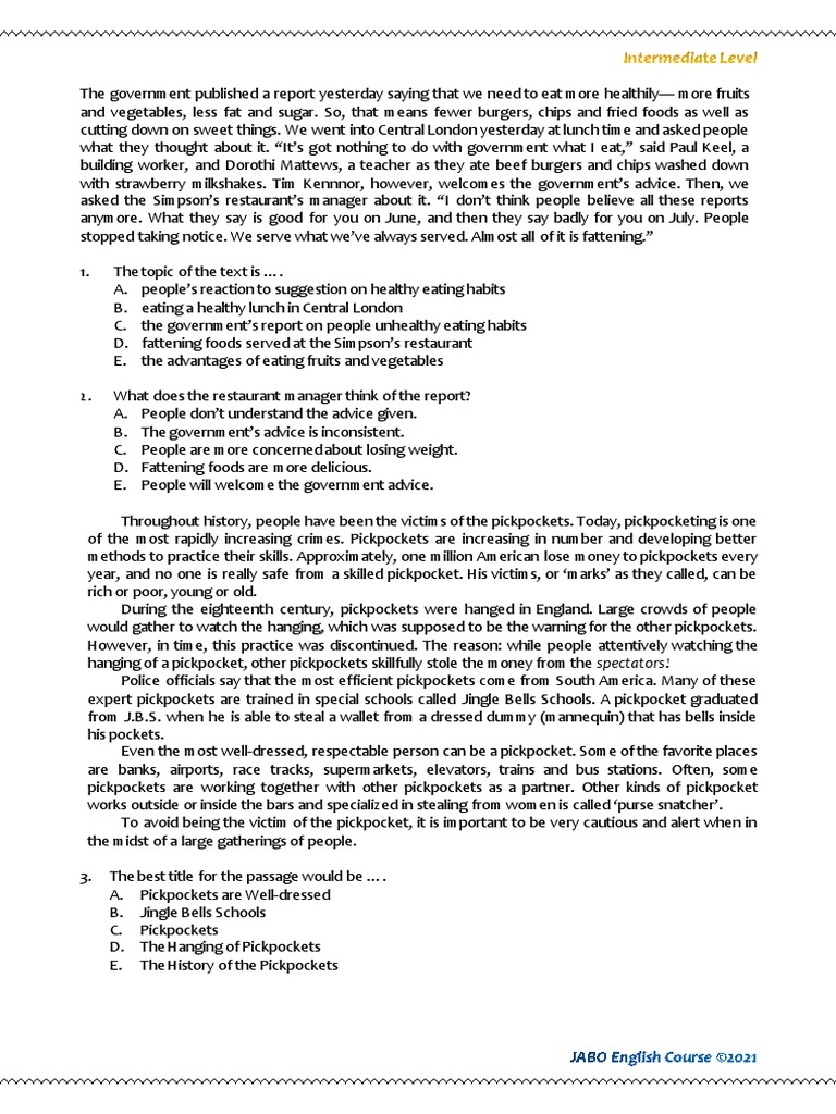 Soal PAT Bahasa Inggris Kelas 10 2020-01 - Print | PDF | Whales | Fish