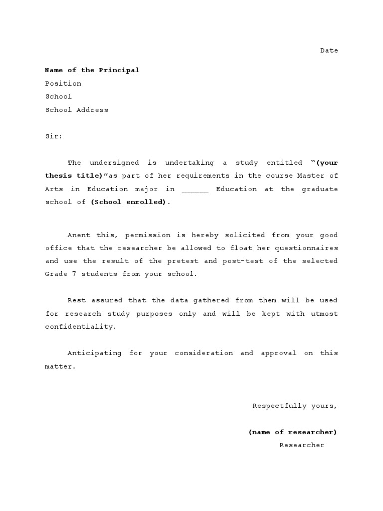 Thesis Letter Format | PDF
