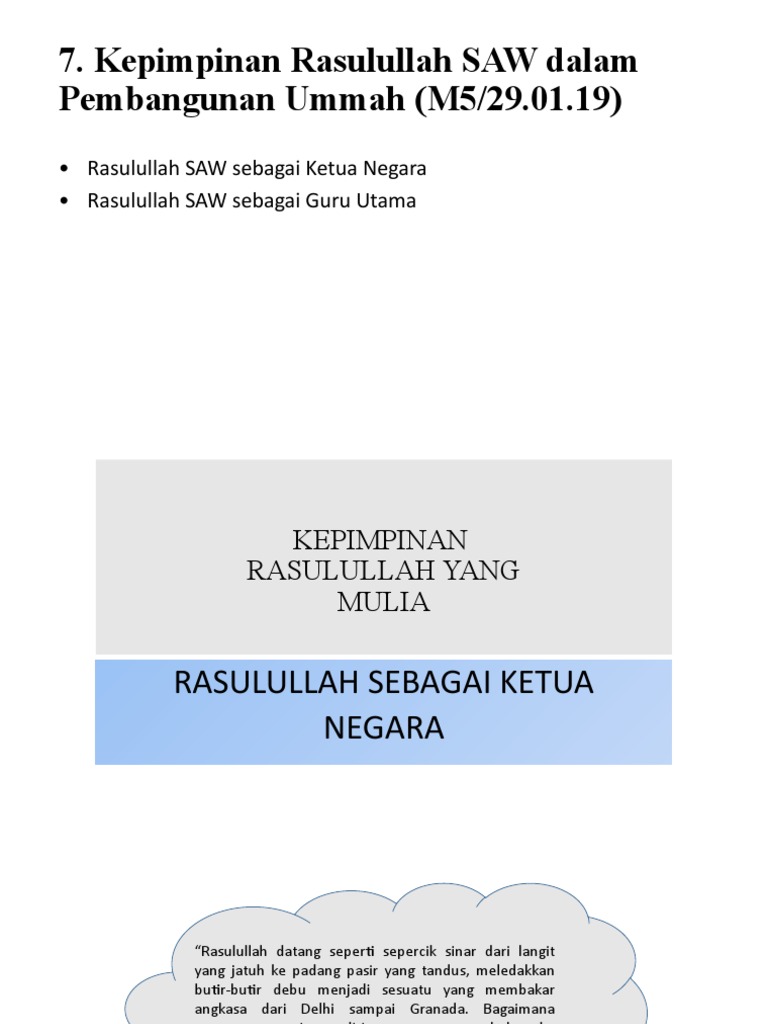 Kepimpinan Rasulullah SAW Dalam Pembangunan Ummah-Rasulullah Sebagai ...