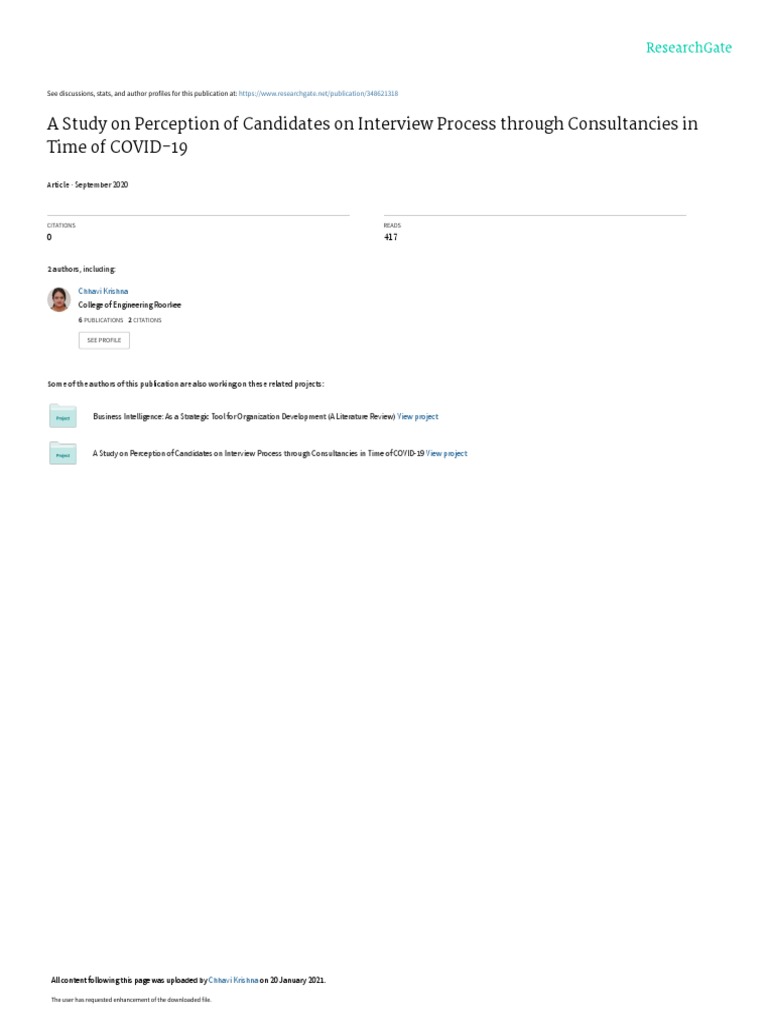 A Study On Perception of Candidates On Interview Process Through ...