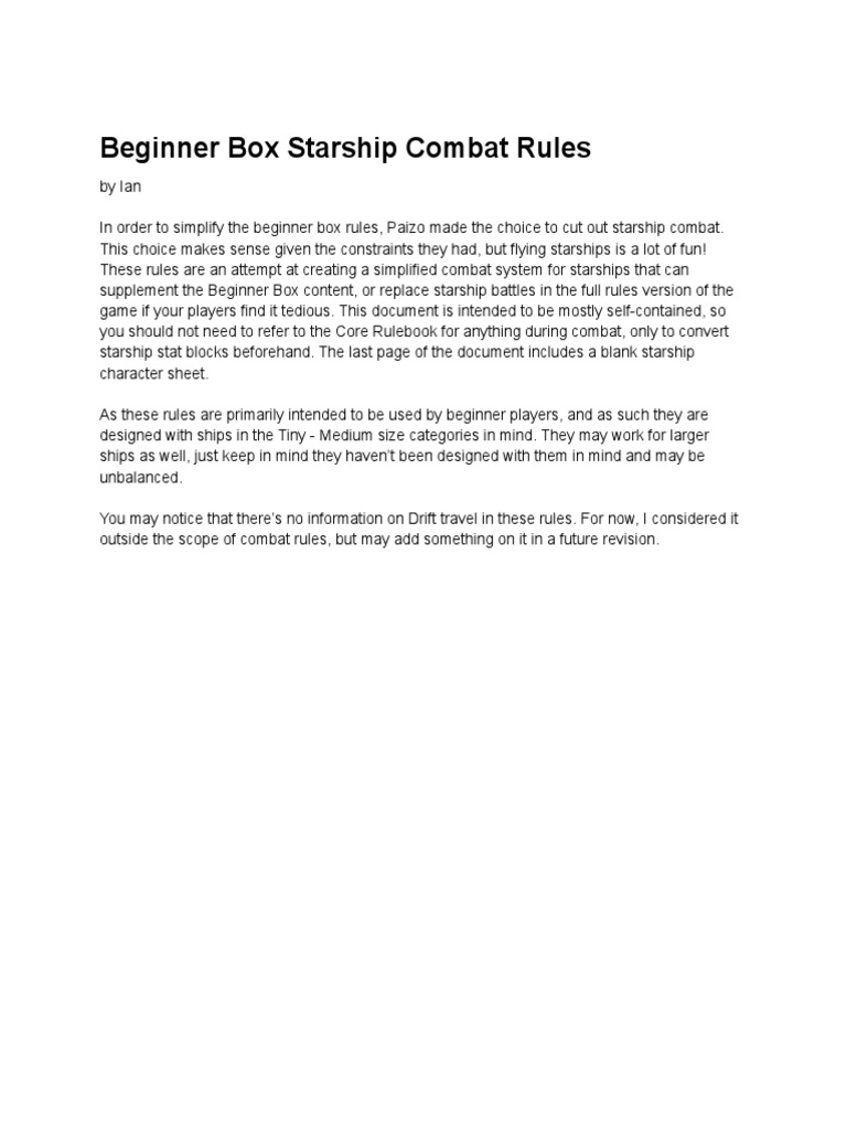 Starfinder Beginner Box Starship Combat Rules | Download Free PDF | Gun ...