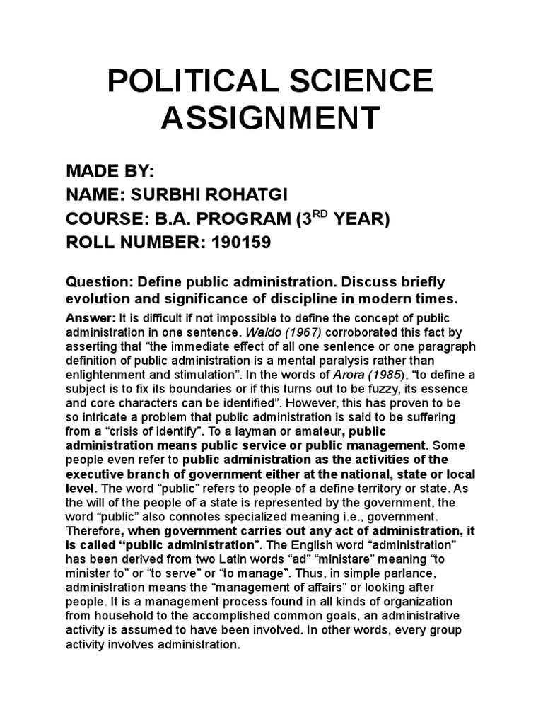 Political Science Assignment | PDF | Public Administration | Theory