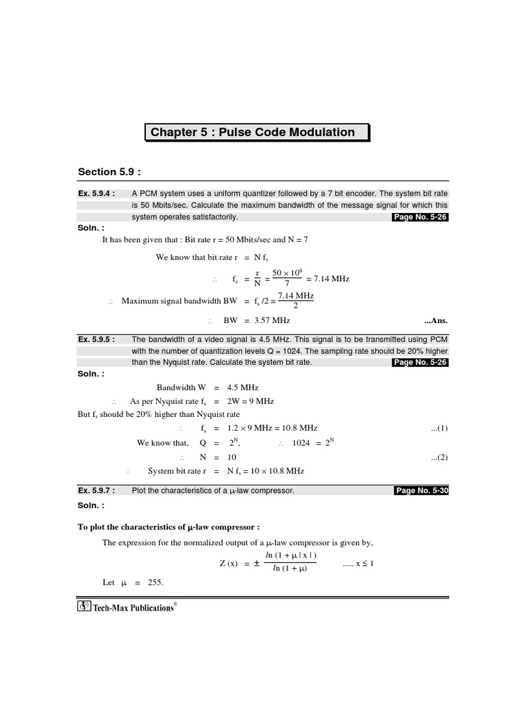 Chapter 5: Pulse Code Modulation: Section 5.9 | PDF | Sampling (Signal ...