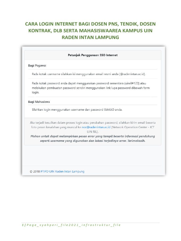 CARA LOGIN INTERNET BAGI DOSEN PNS, TENDIK, DOSEN - Ok | PDF | Komputer
